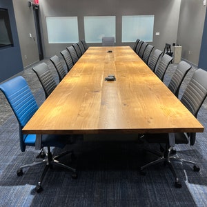 Solid White Oak Conference Table - Reclaimed Wood Table Rectangle for ...