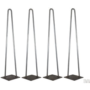 Set of (4) Modern Industrial 2-rod Hairpin Leg Base - Raw Steel , 12 ...