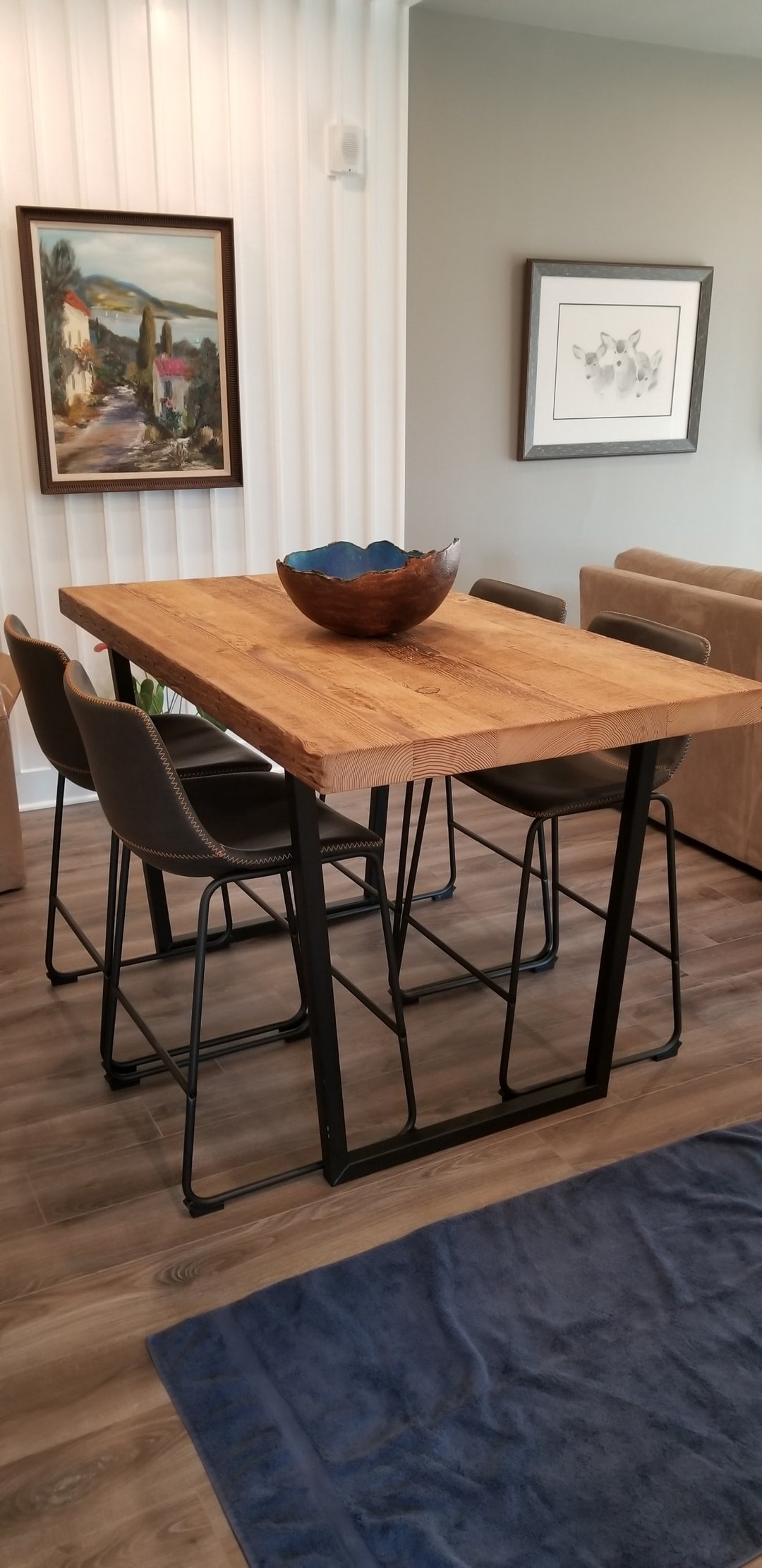 Counter Height Table ,36" High, With Powder Coated Brooklyn Leg Base ...