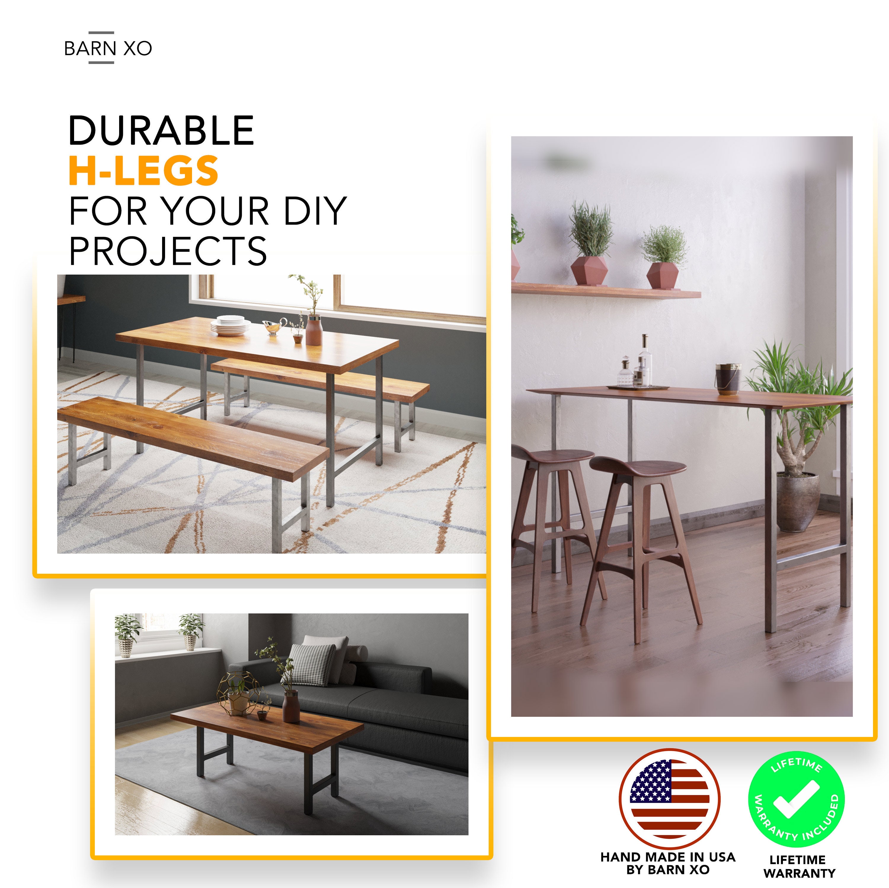 Heavy Duty H Table Legs Set of 2 Premium & Handmade for DIY - Etsy