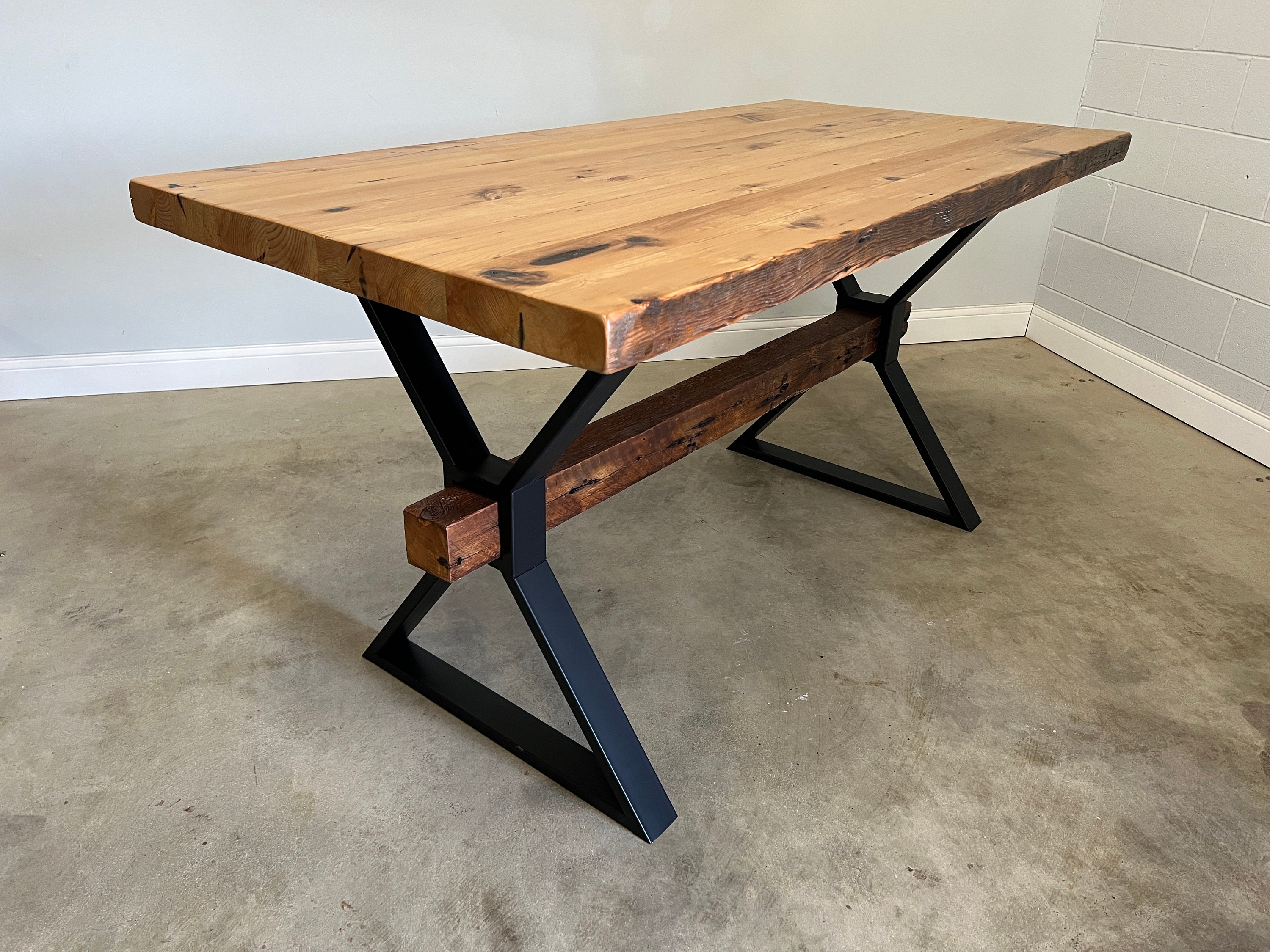 Counter Height Table Metal X Base With Wooden Crossbeam Dining Table ...