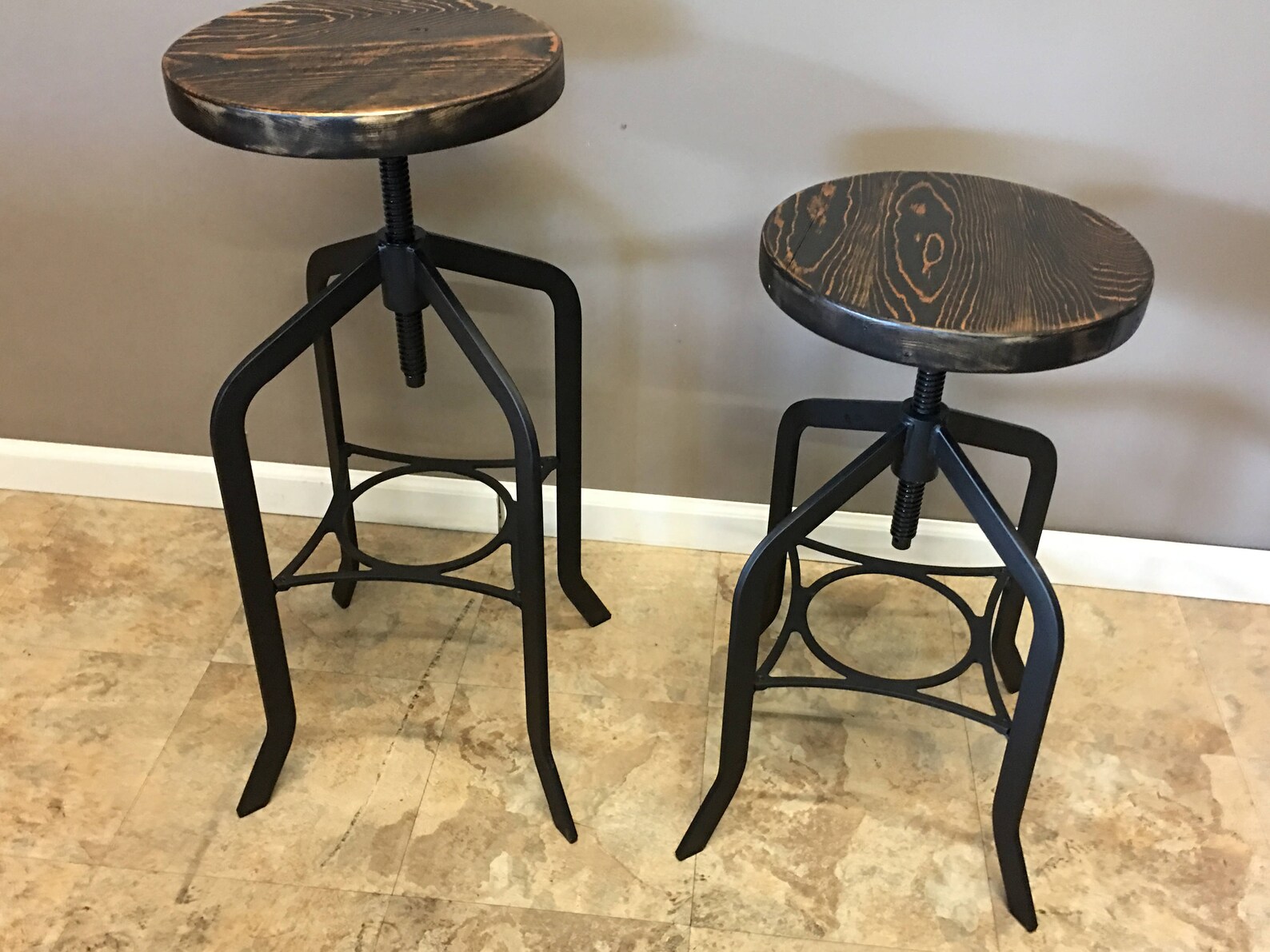 Set of 4 Reclaimed Wood Counter/bar Height Stool With Swivel Seat ...