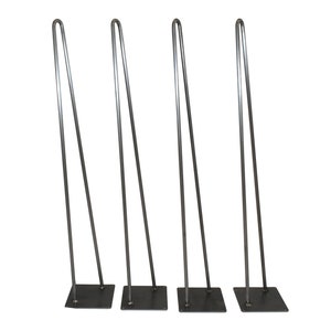Set of (4) Modern Industrial 2-rod Hairpin Leg Base - Raw Steel , 12 ...