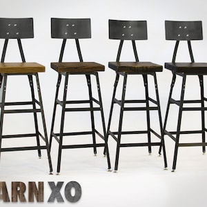 Reclaimed Industrial Bar Stool.made in Chicago ,with Metal Backrest ...