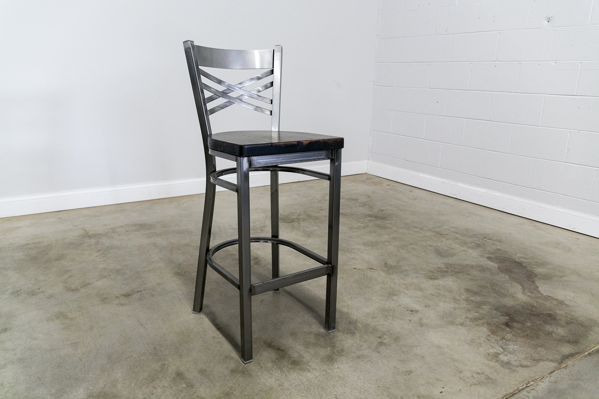 Bar Height Stool X Back Metal Restaurant Grade Reclaimed | Etsy