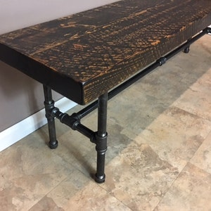 Salvaged Reclaimed Urban Bench W/ Industrial Pipe Legs | Made From Barn ...