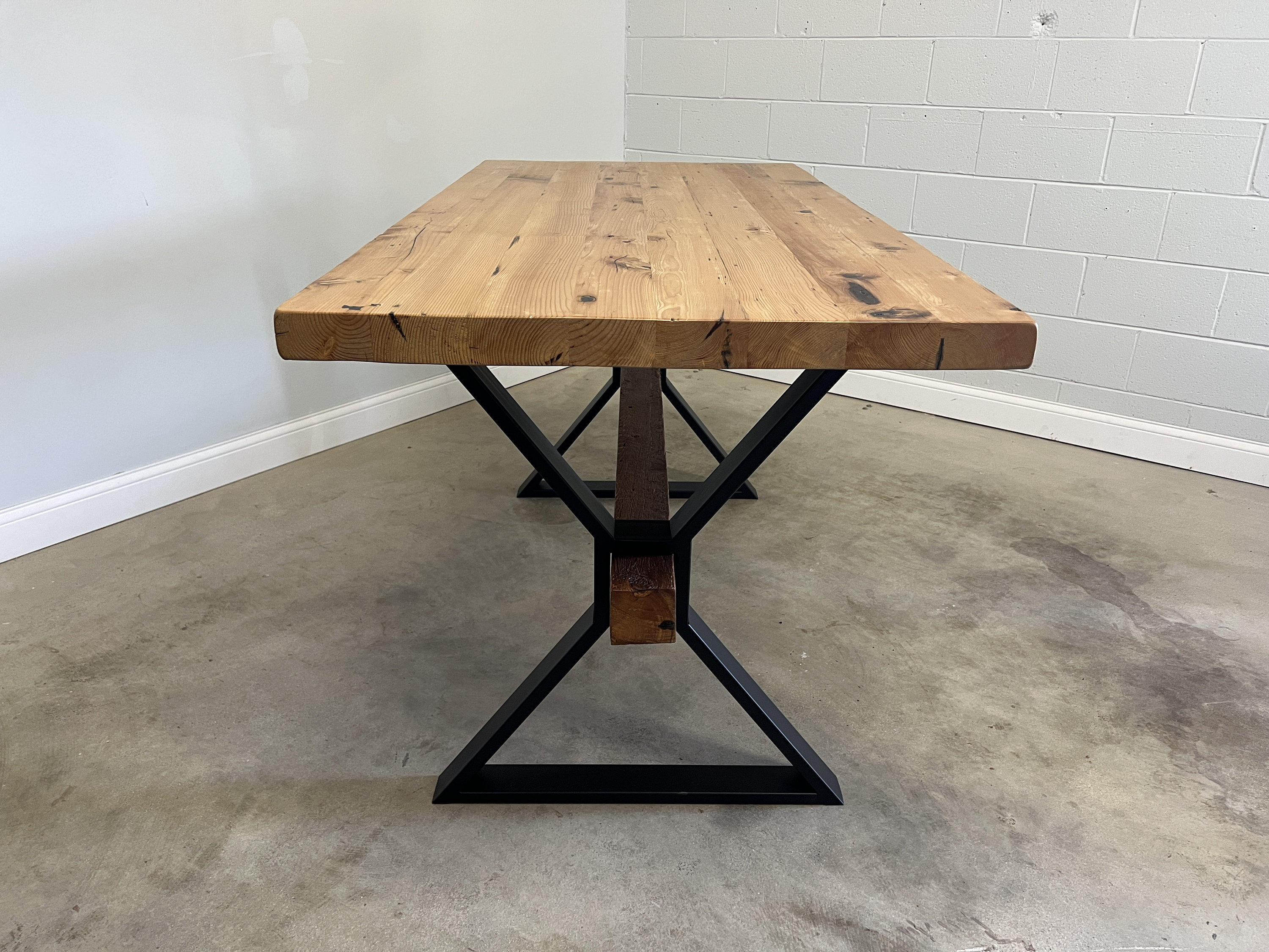 Counter Height Table Metal X Base With Wooden Crossbeam Dining Table ...