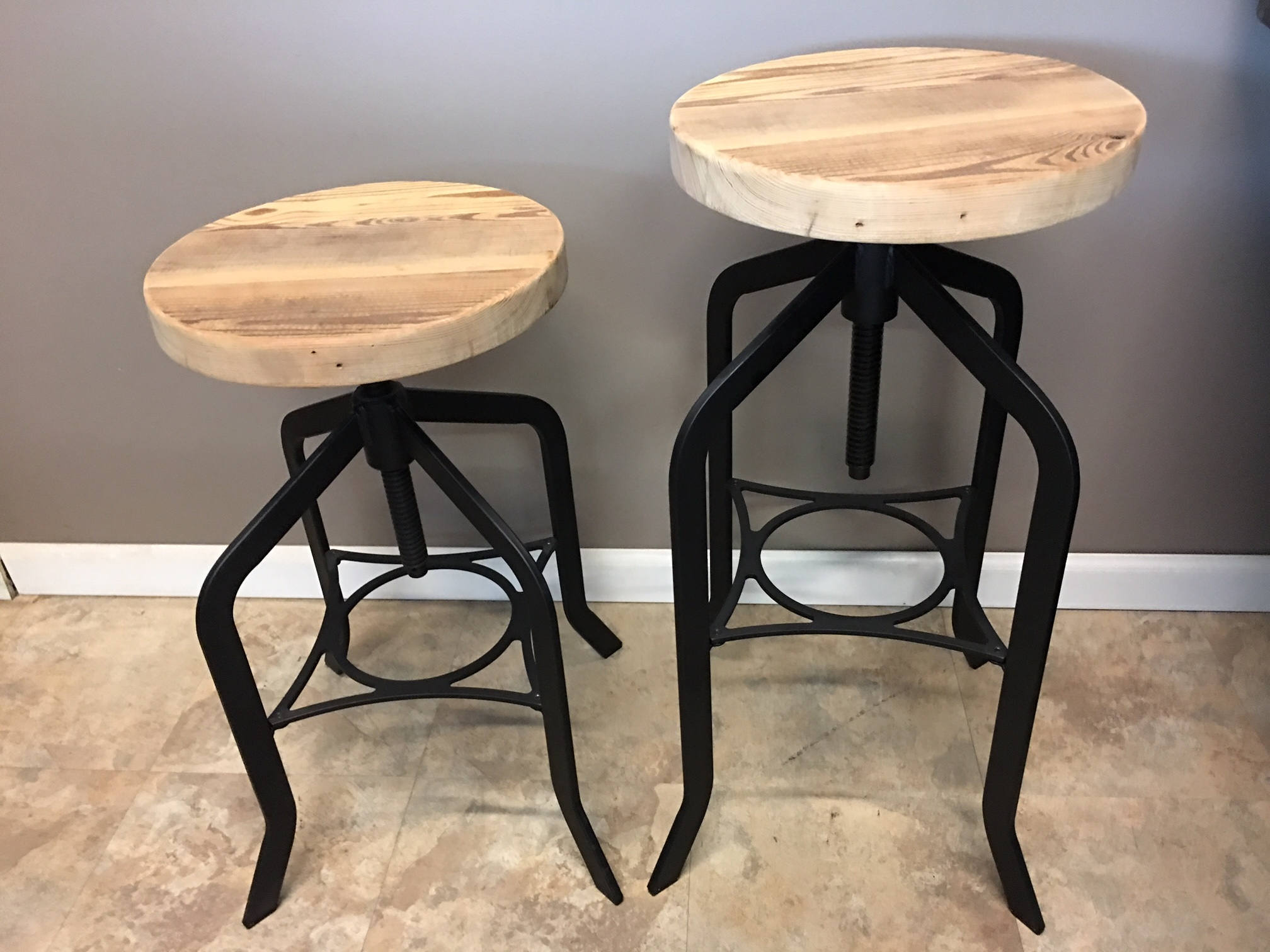 Set of 2 Reclaimed Wood Counter/bar Height Stool With Swivel | Etsy