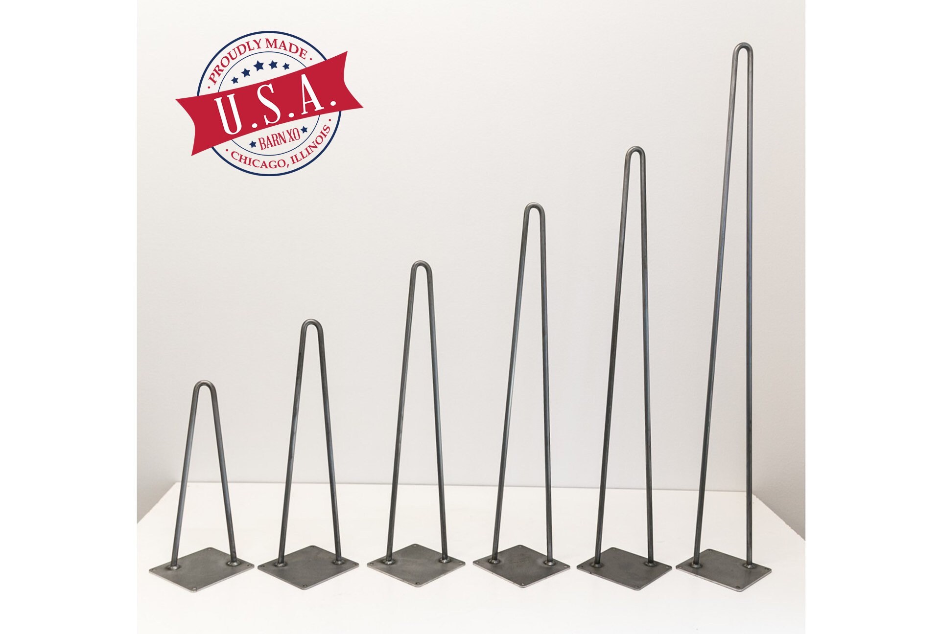 2-rod Hairpin Legs - Set of 4 ,6"high to 36"high, Handmade in the USA ...