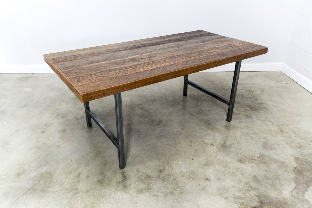 Barn Xo Dining Table With Reclaimed Wood Top With Powder Coated H Legs ...
