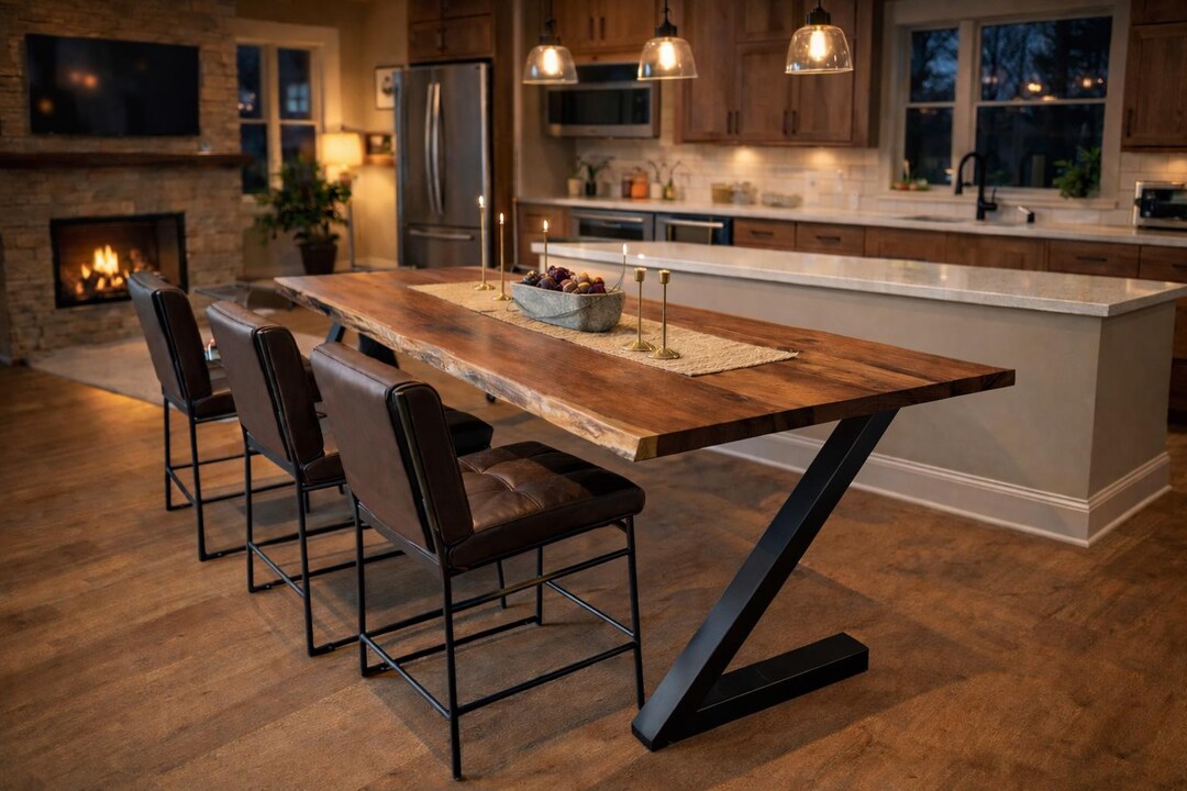 Oak Table Top With Metal Z Leg Base Different Heights Available - Etsy