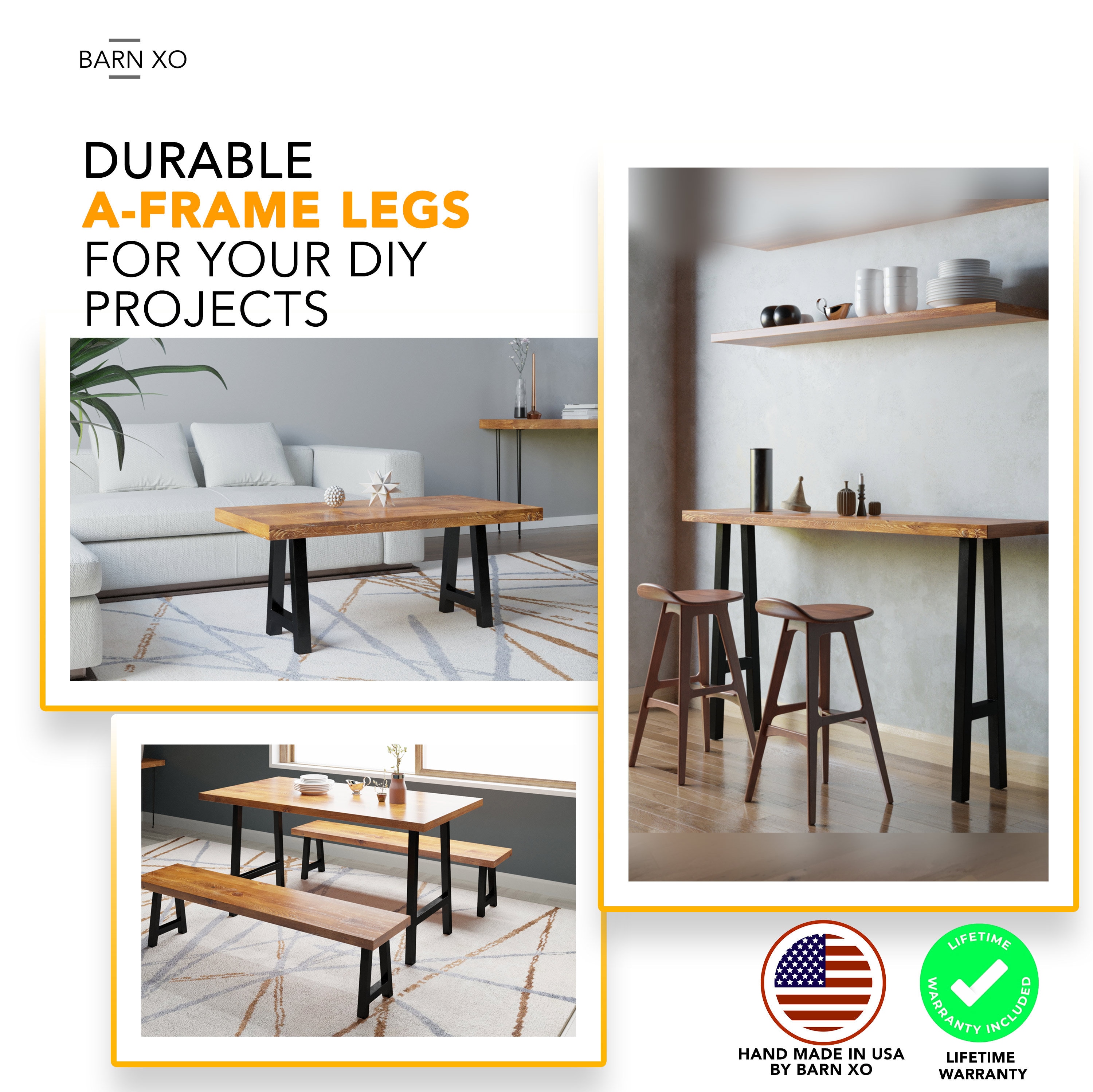 Metal A-frame Table Legs (set of 2) – Modern Industrial, Powder Coated ...