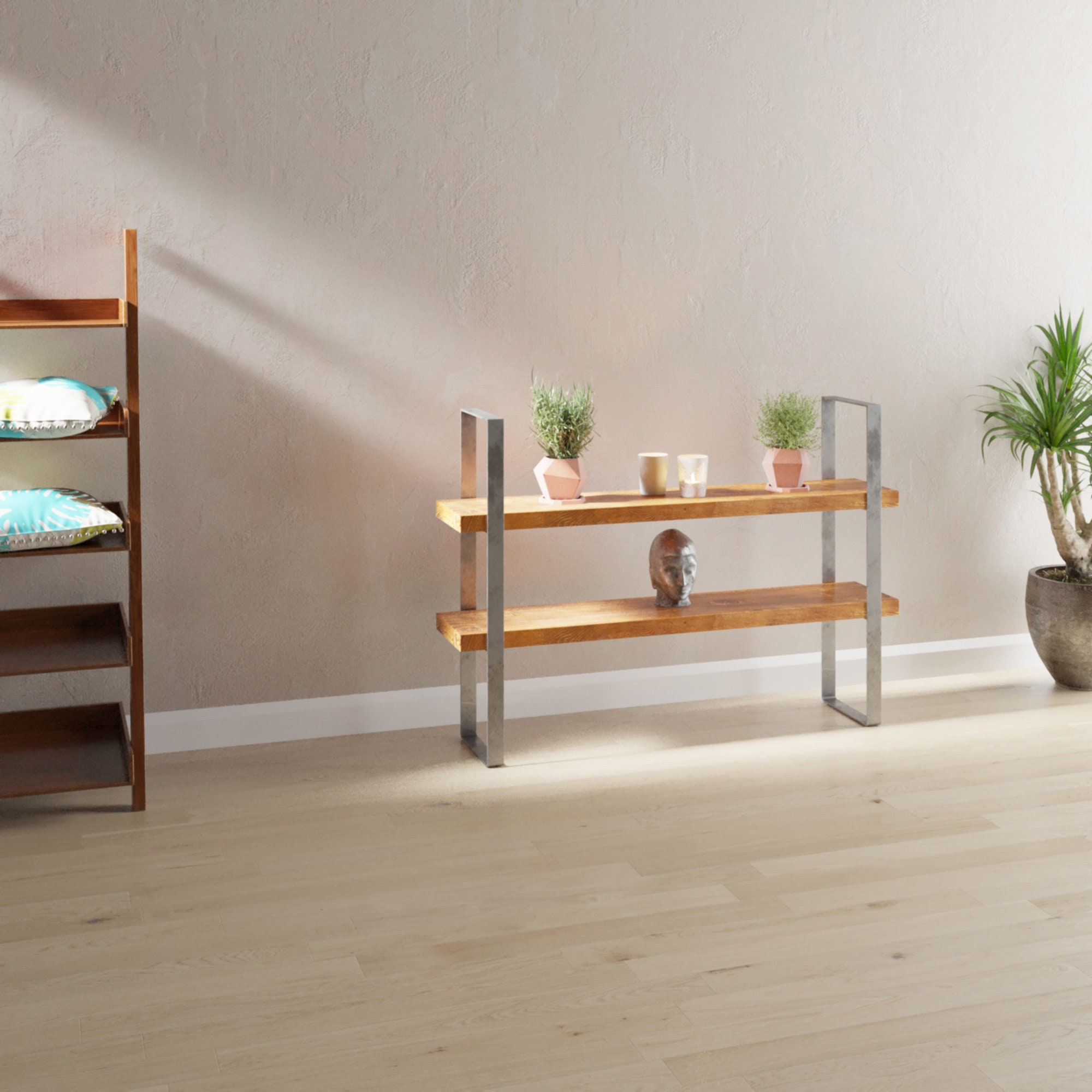 Heavy Square Legs With TWO Shelfs Set of 2 Industrial | Etsy