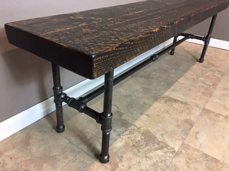 Salvaged Reclaimed Urban Bench W/ Industrial Pipe Legs Made - Etsy