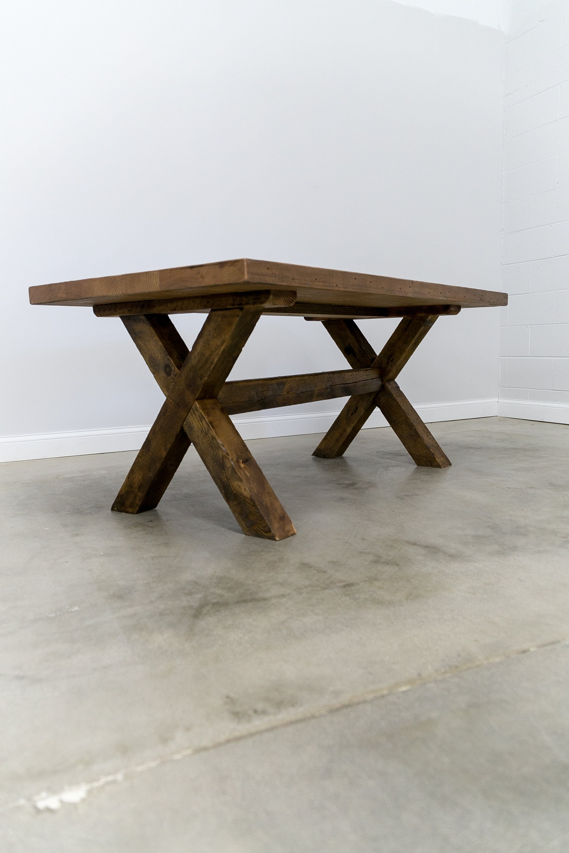 Barn XO Dining Table with reclaimed wood top | Etsy