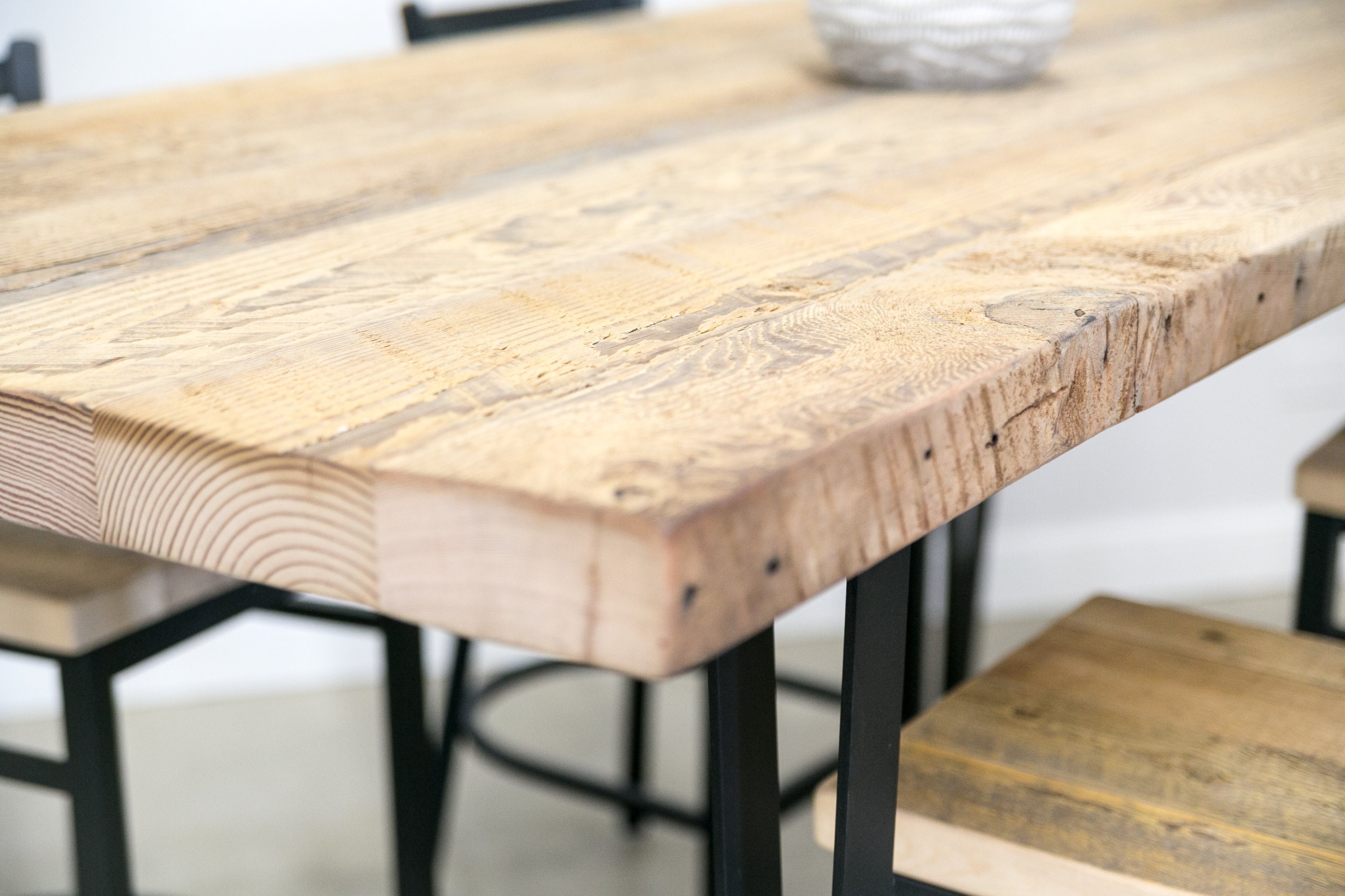 Solid Wood Counter Height Table, Pub Table With Reclaimed Wood and U ...