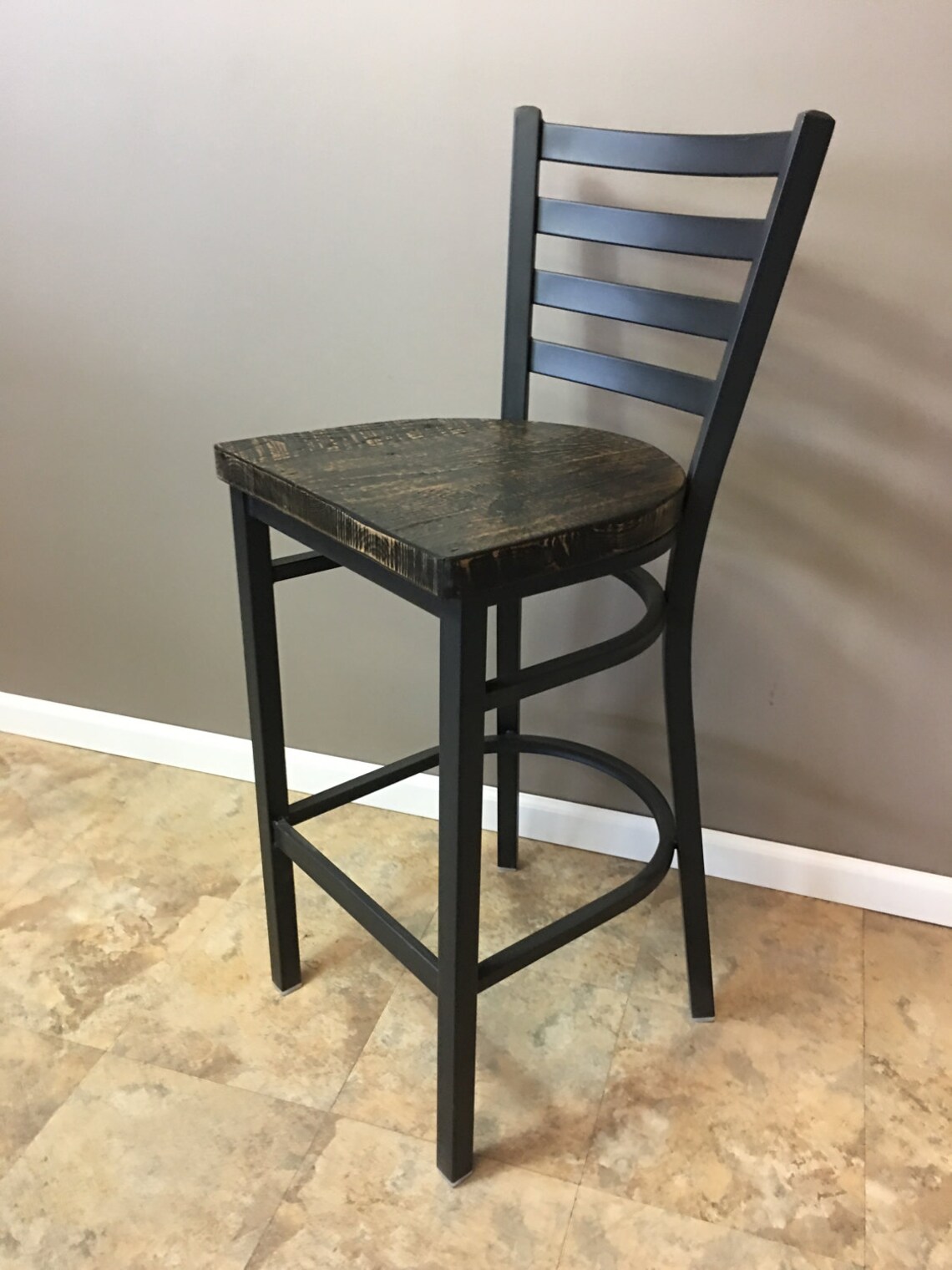 Counter Height Stools Set of 4 in Black Ladder Back - Etsy