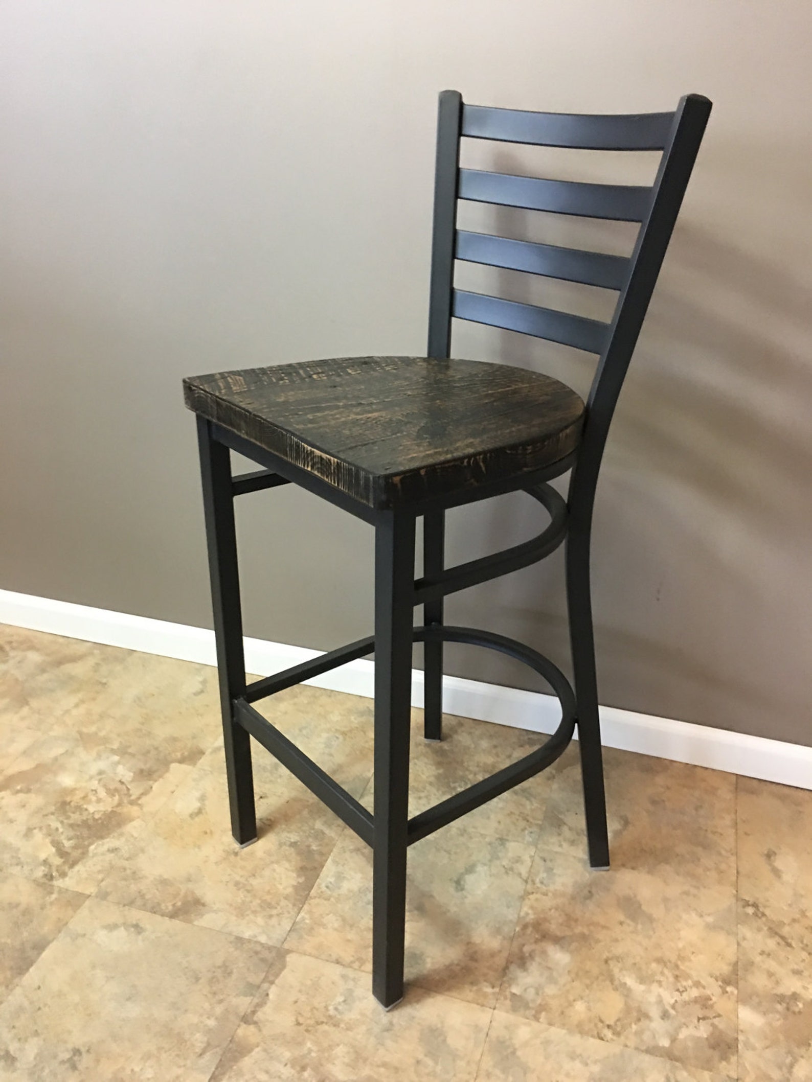 Counter Height Stools Set of 4 in Black Ladder Back - Etsy