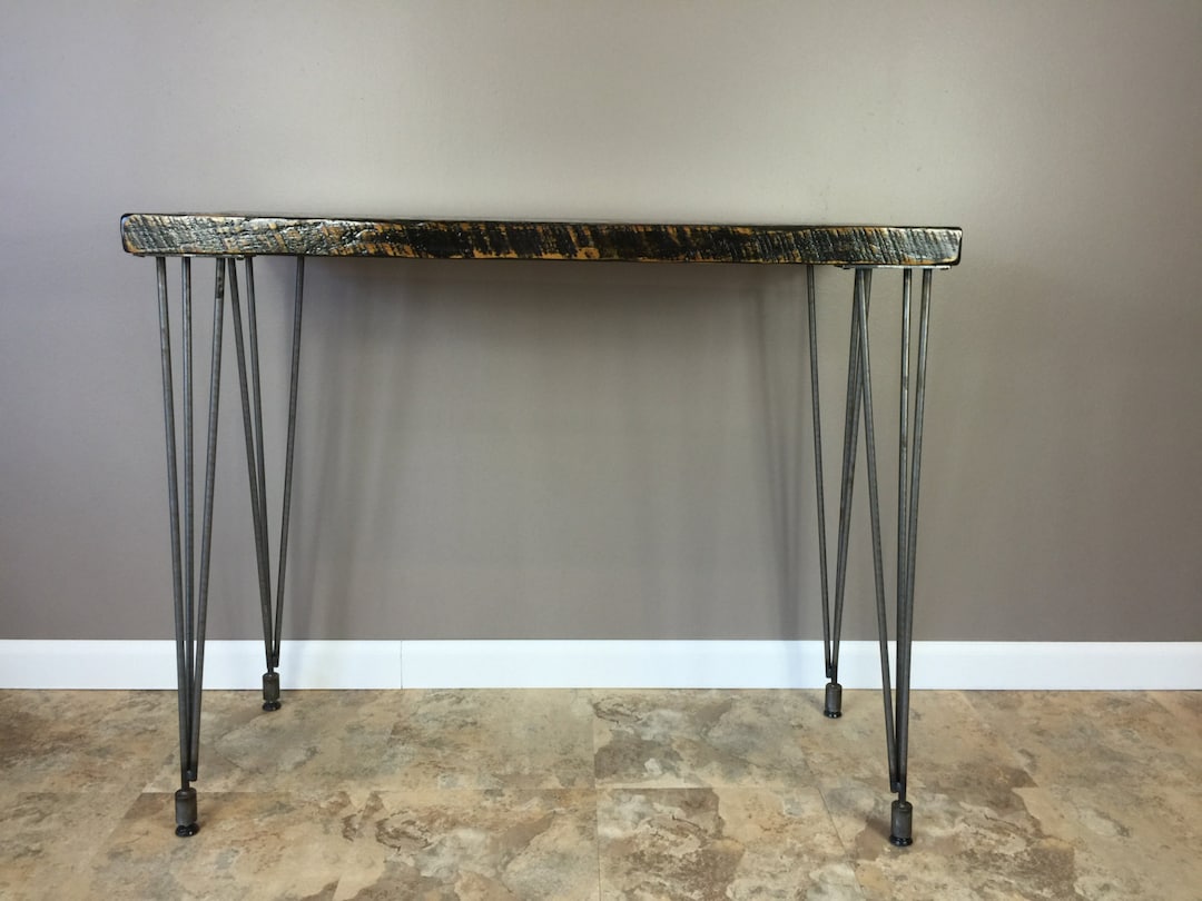 Counter Height 36 Inch High Reclaimed Wood , Leveling Hairpin Legs ...