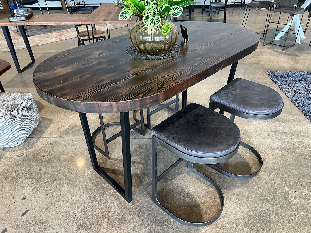 Counter Height Oval Table ,36" High, Solid Wood Powder Coated Brooklyn ...