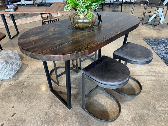 Counter Height Oval Table 36 High Solid Wood Powder Coated Brooklyn Leg Base Custom Sizes Welcome Etsy