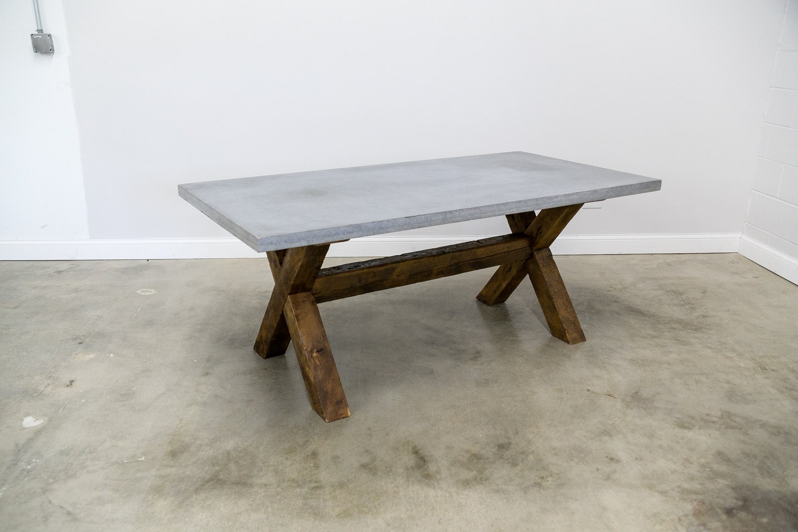 Barn XO Concrete Dining Table Reclaimed Wood Base 2 Inch - Etsy