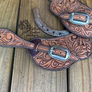 Hand-tooled Leather Spur Straps - Etsy