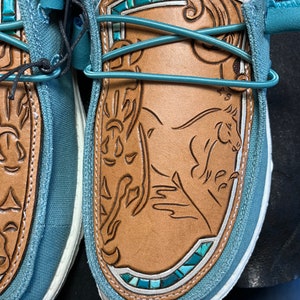 Hand Tooled Custom Leather Topped Shoes With Discipline Design Eventers ...