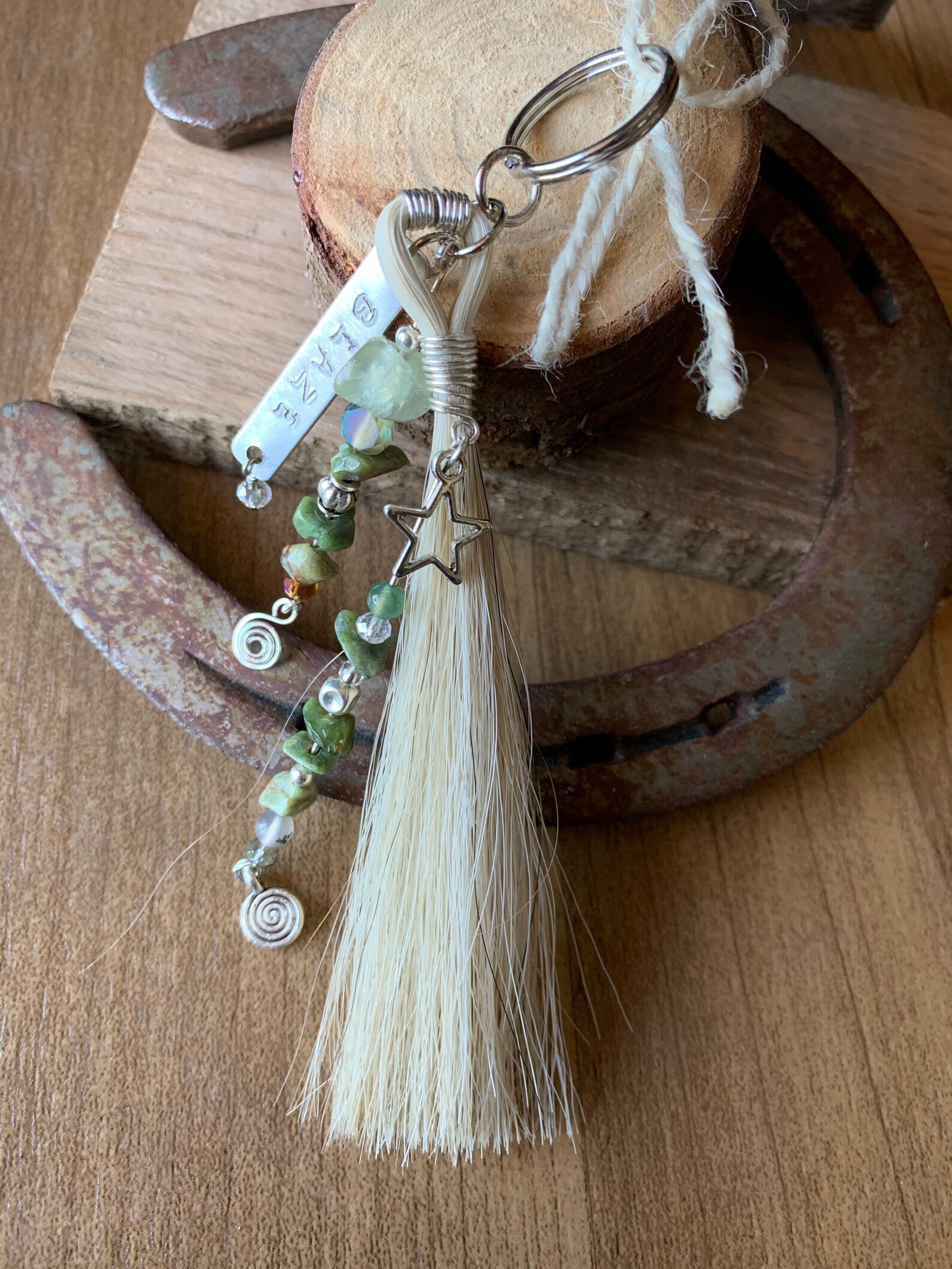 Sterling Silver star Wrapped Horse Hair Keychain - Etsy