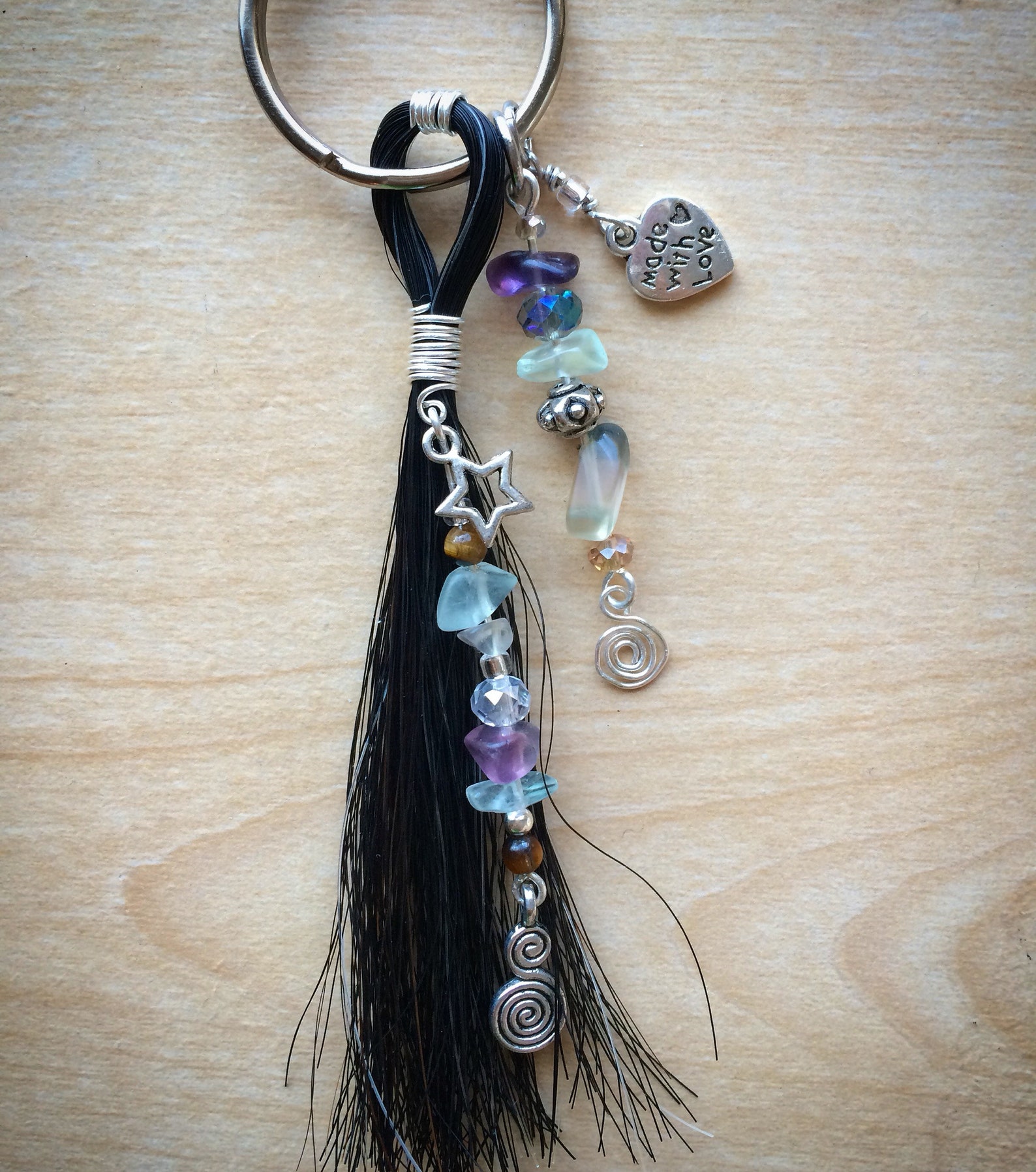 Sterling Silver star Wrapped Horse Hair Keychain - Etsy