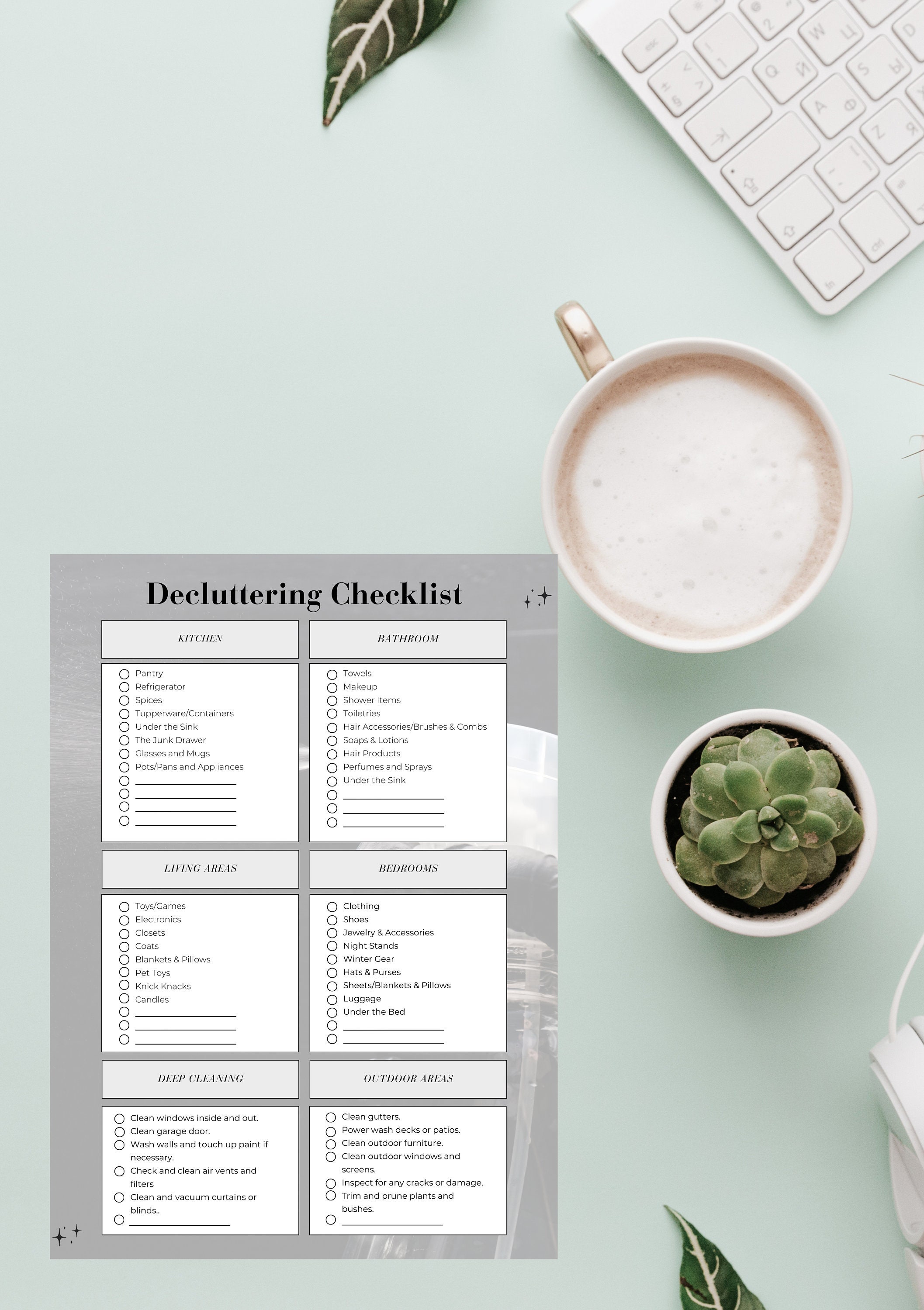 Decluttering Checklist Printable Comprehensive Home Organization PDF ...