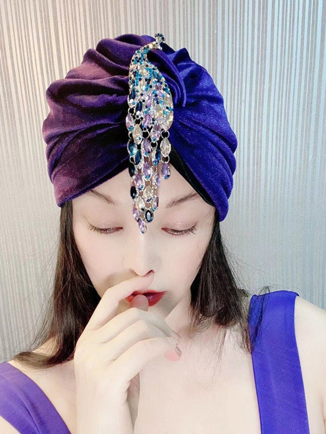 Stretchy Velvet Jeweled Turban,women Turban,full Turban,turban Hat ...