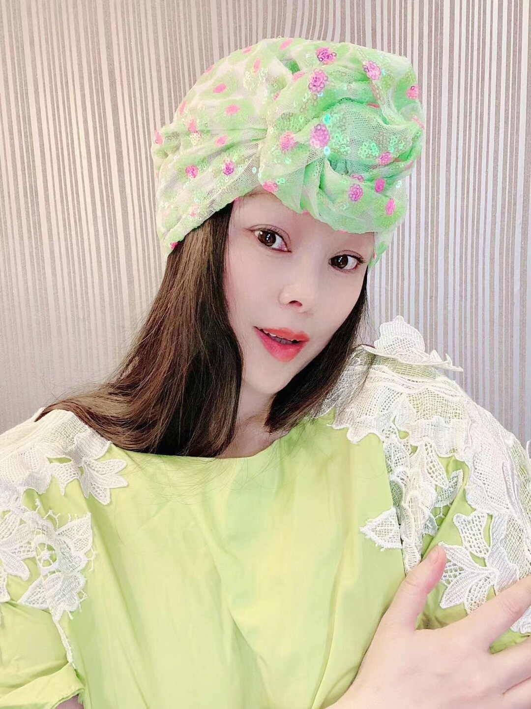 Sequin Fashion Turban, Vintage Turban, Stripped Turban Hat, Beaded ...