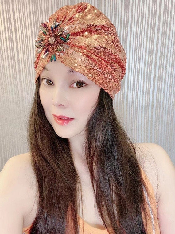 Flower Sequin Turbanwomen's Fashion Turbanvintage - Etsy UK