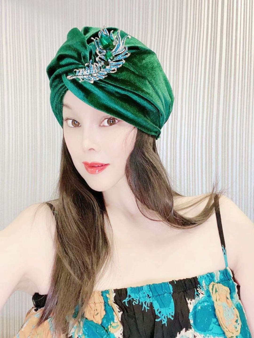 Dark Green Velvet Jewel Turban,women Fashion Turban,personalized Gifts ...