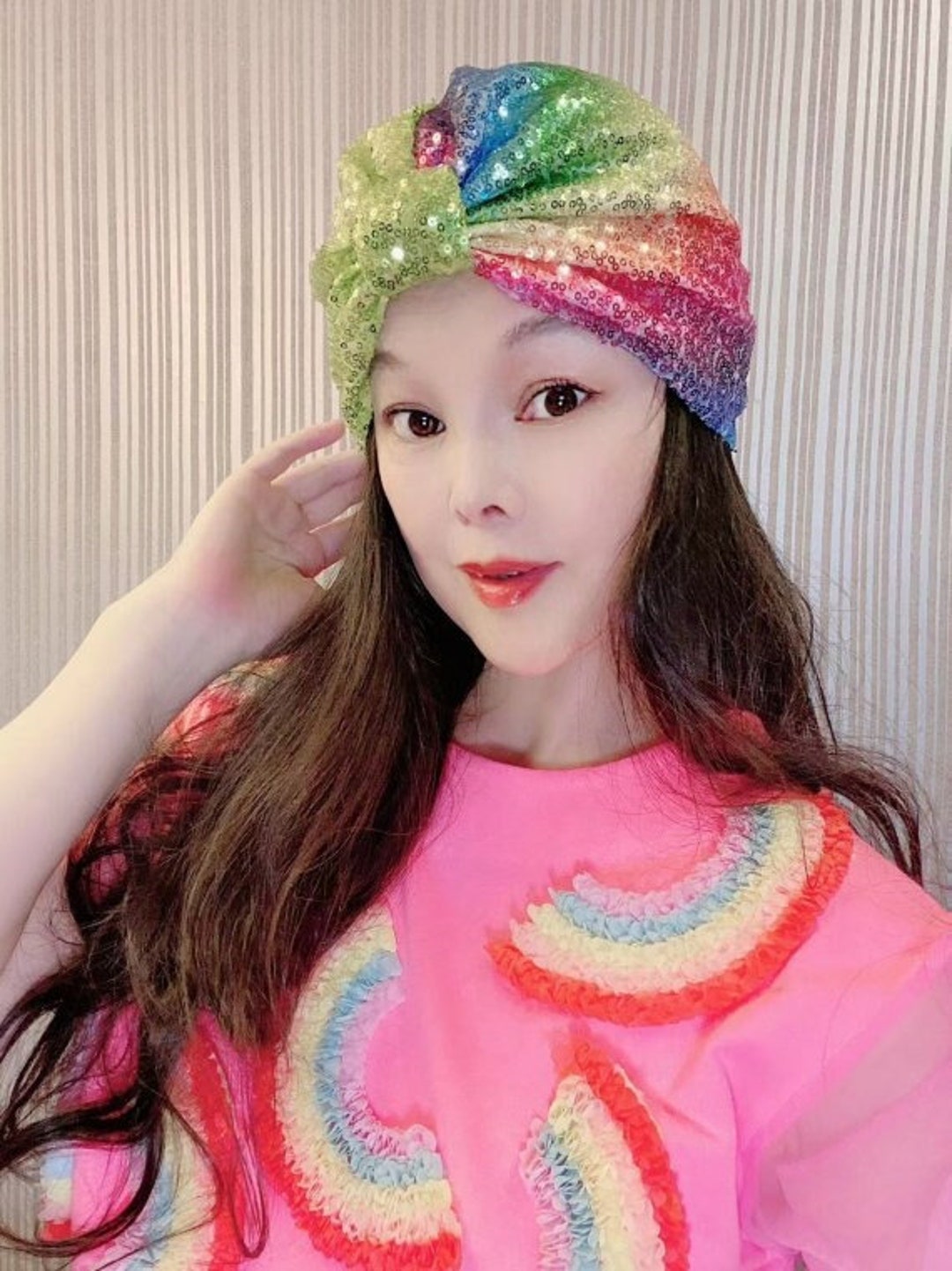 Rainbow Sequin Turban,wedding Turban, Vintage Turban,embellished Turban ...