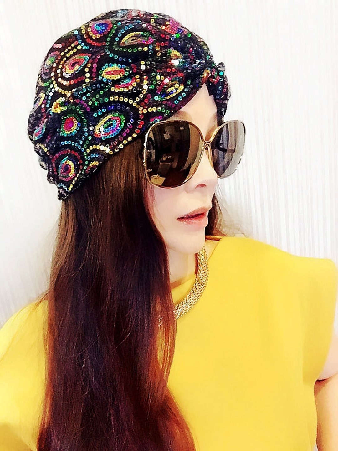 Turban-peacock Sequin Turban,wedding Fashion Turban, Embellished Turban ...