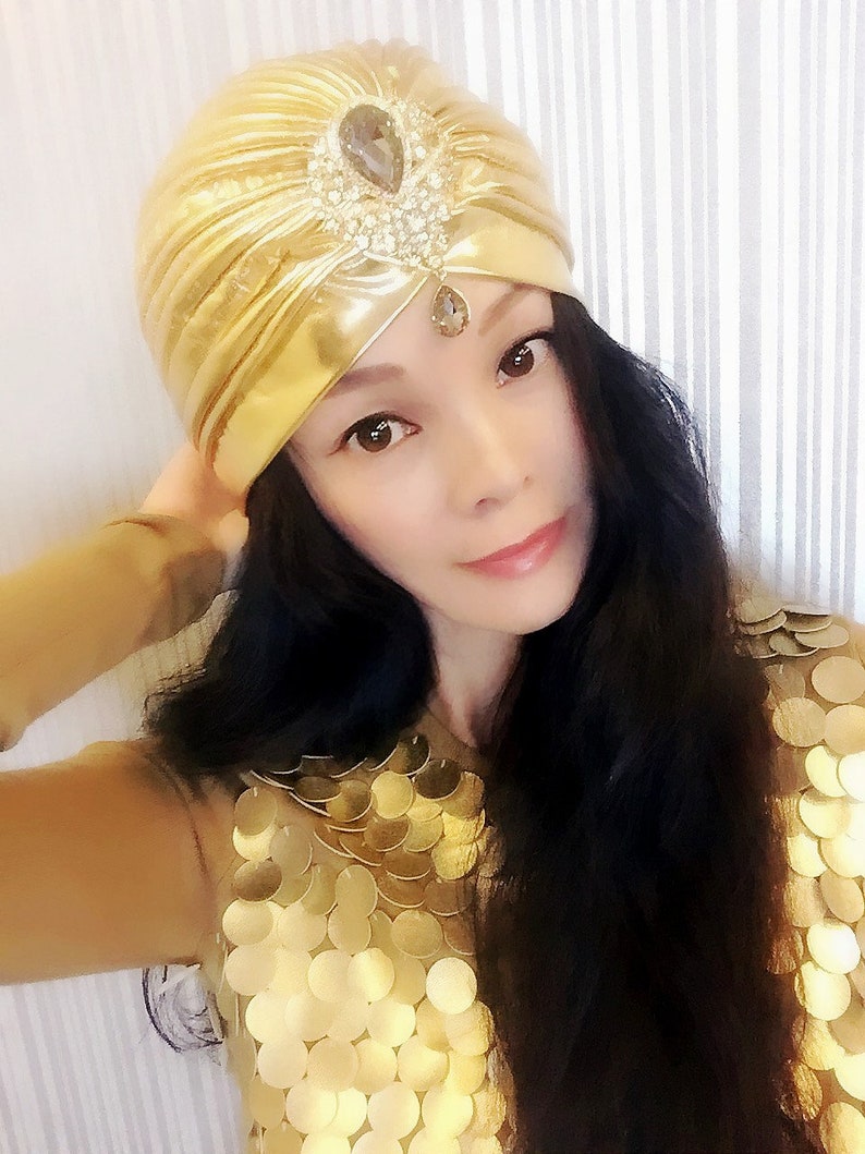 Gold Coating White Gem Turbanwomen Turbanfull Turbanturban - Etsy