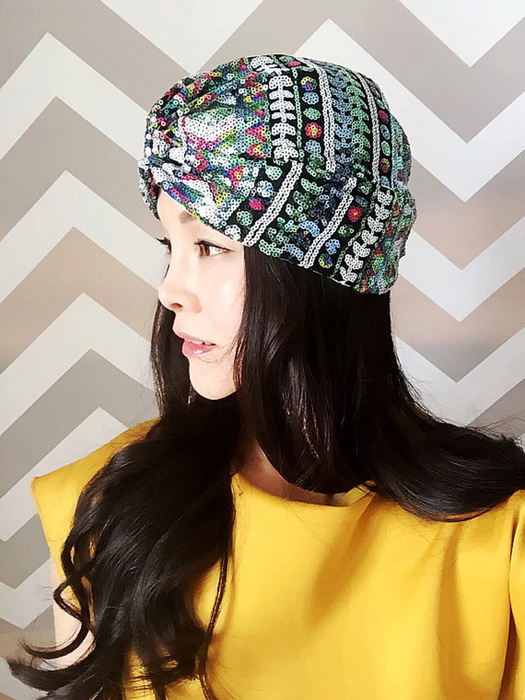 Sequin Fashion Turban Vintage Turban Stripped Turban Hat - Etsy