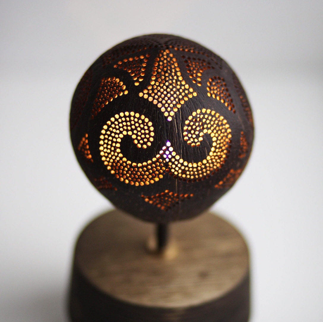 COCOlight 1, Lampe décorative, Lampe de noix de coco, Lampe de table ...