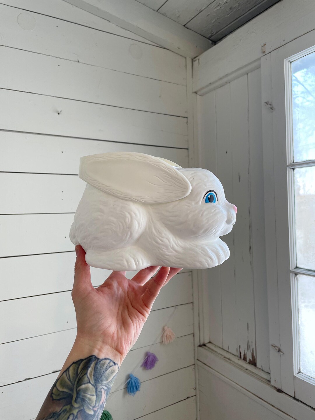 Vintage Plastic Bunny Blow Mold Easter Basket - Etsy