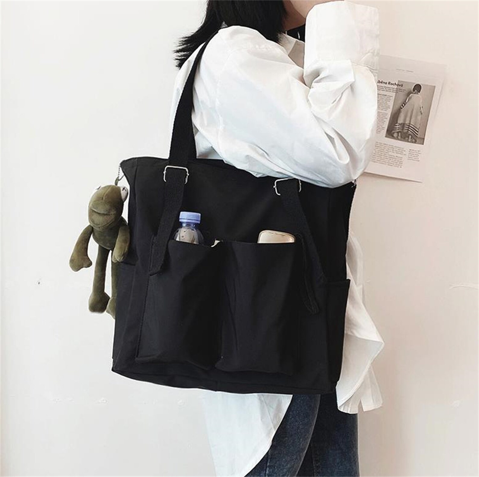 Large Capacity Canvas Shoulder Bagcotton Canvas Basic Bag - Etsy