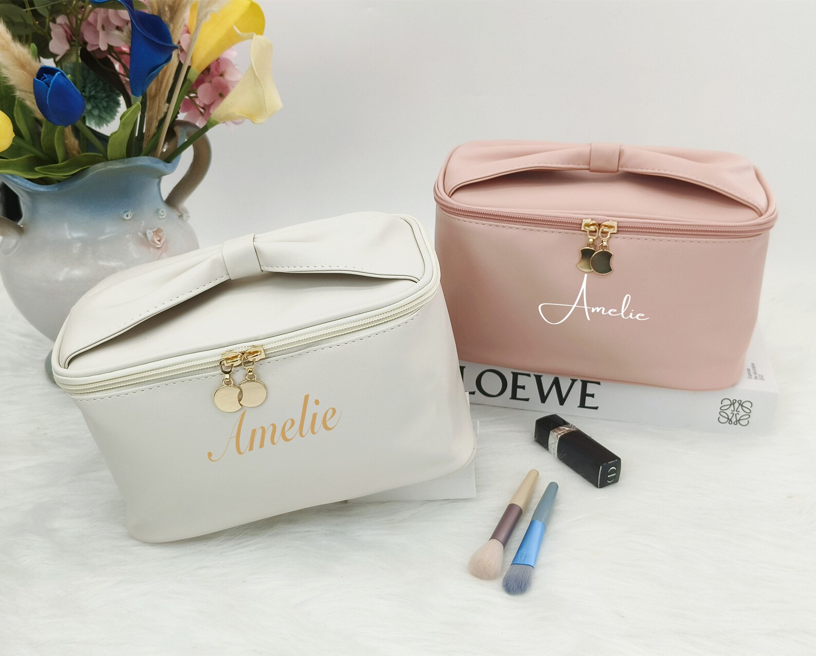 Personalized Bow Makeup Bag ,cosmetics Storage Bag,custom Makeup Bag ...