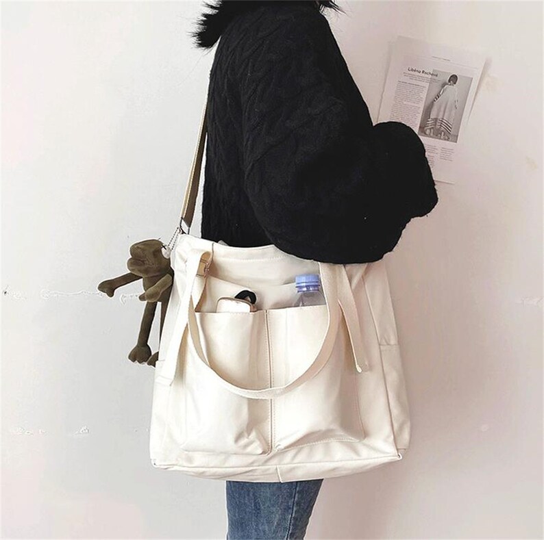 Large Capacity Canvas Shoulder Bagcotton Canvas Basic Bag - Etsy