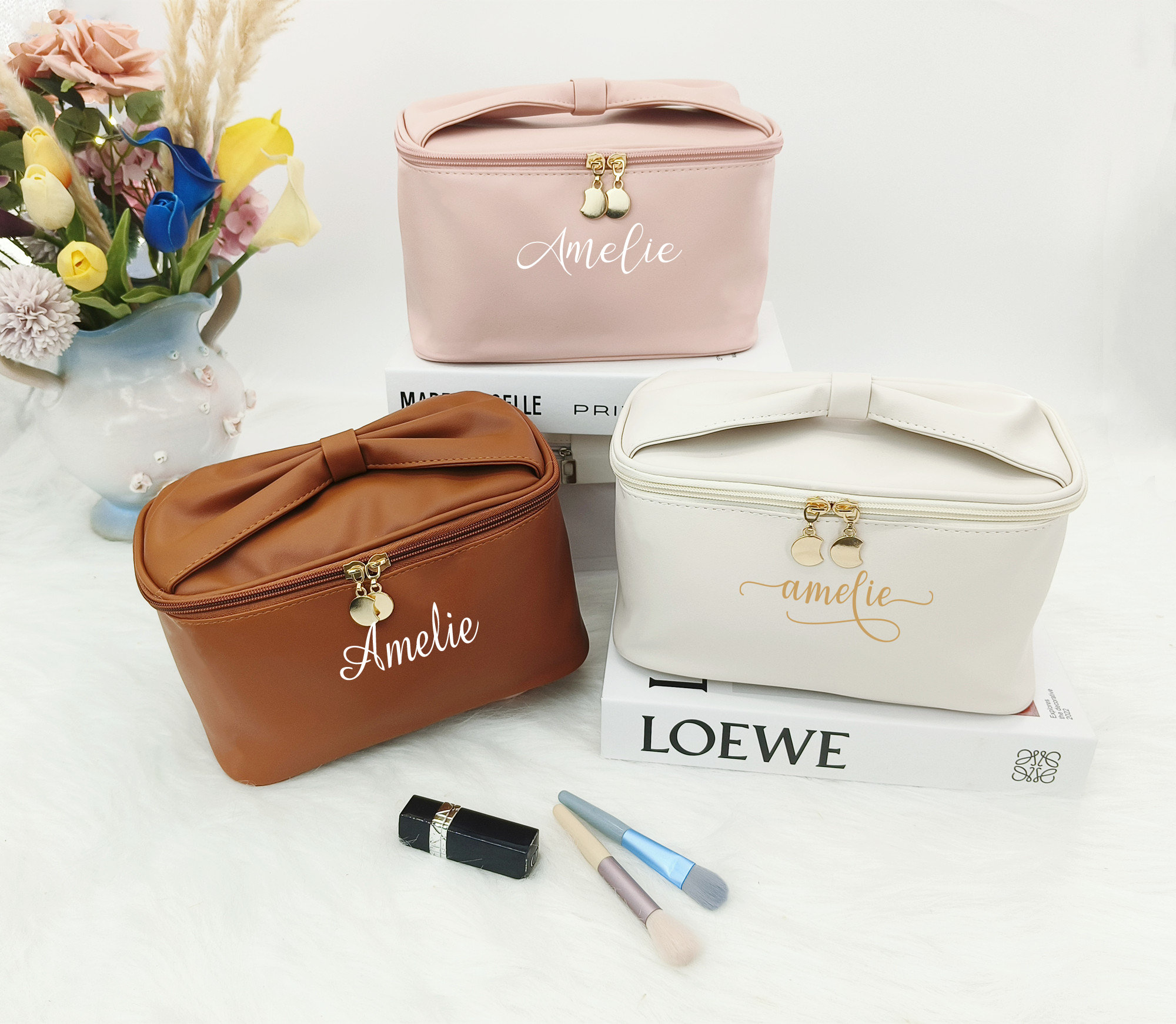 Personalized Bow Makeup Bag ,cosmetics Storage Bag,custom Makeup Bag ...