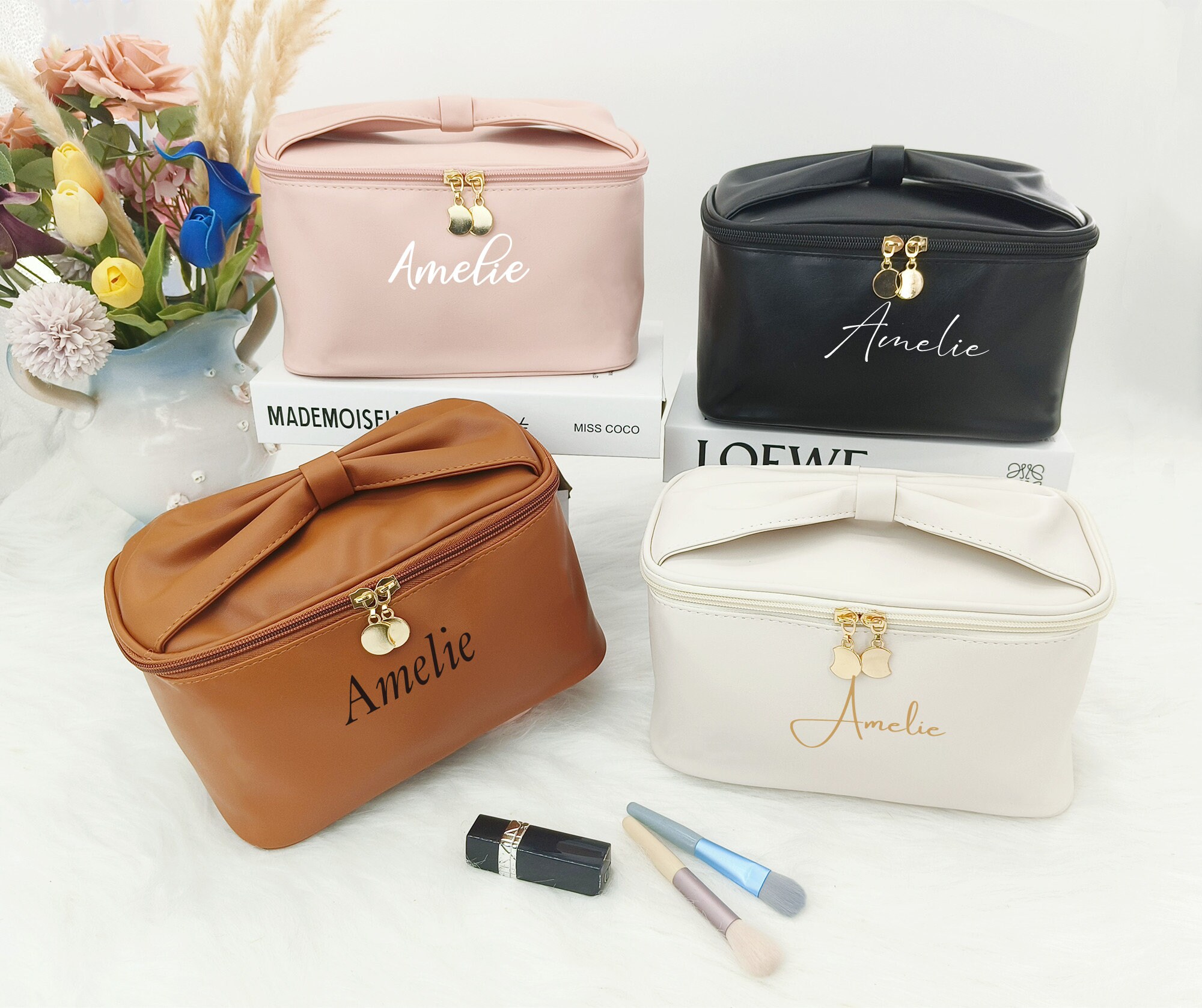 Personalized Bow Makeup Bag ,cosmetics Storage Bag,custom Makeup Bag ...