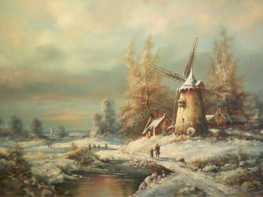 Albrecht Brinkmann "landscape in Snow" (listed Artist) Original Oil ...