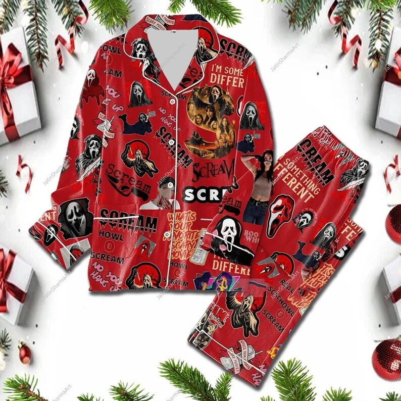 Ghostface Christmas Pajamas Set Ghostface Long Sleeve Pajama - Etsy