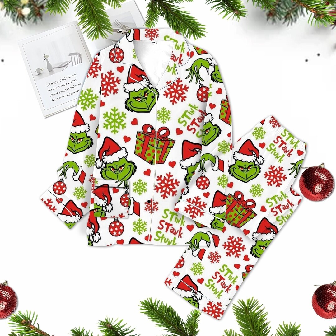 The Grinch Christmas Pajama Set Christmas Pajamas Christmas - Etsy