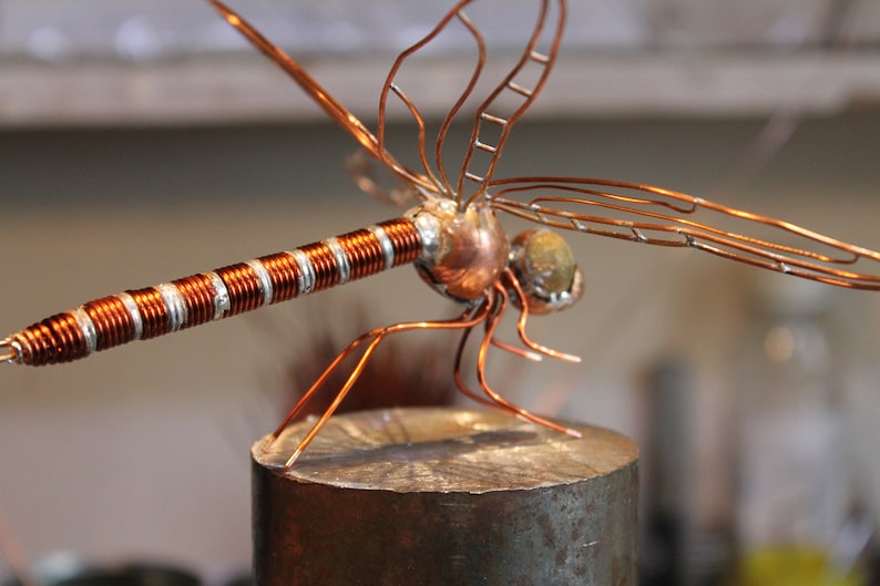 Dragonfly Wire Sculpture Hand Made From Copper Wire , Sheet and Mesh ...